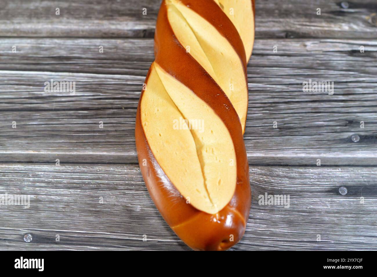 Pretzel long bun baguette bread, baked pastry made from dough, made of ...