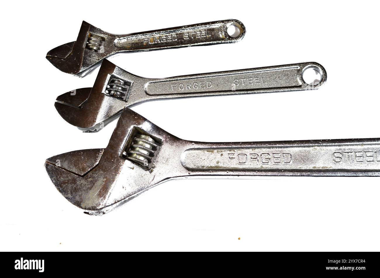Different sizes of adjustable wrenches, hand tools include wrenches ...