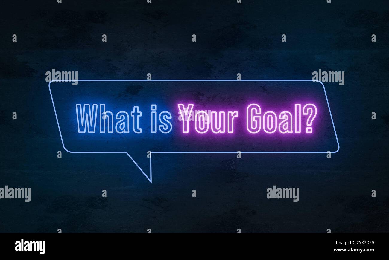 What is your goal What is your goal Illuminated neon sign in blue and ...