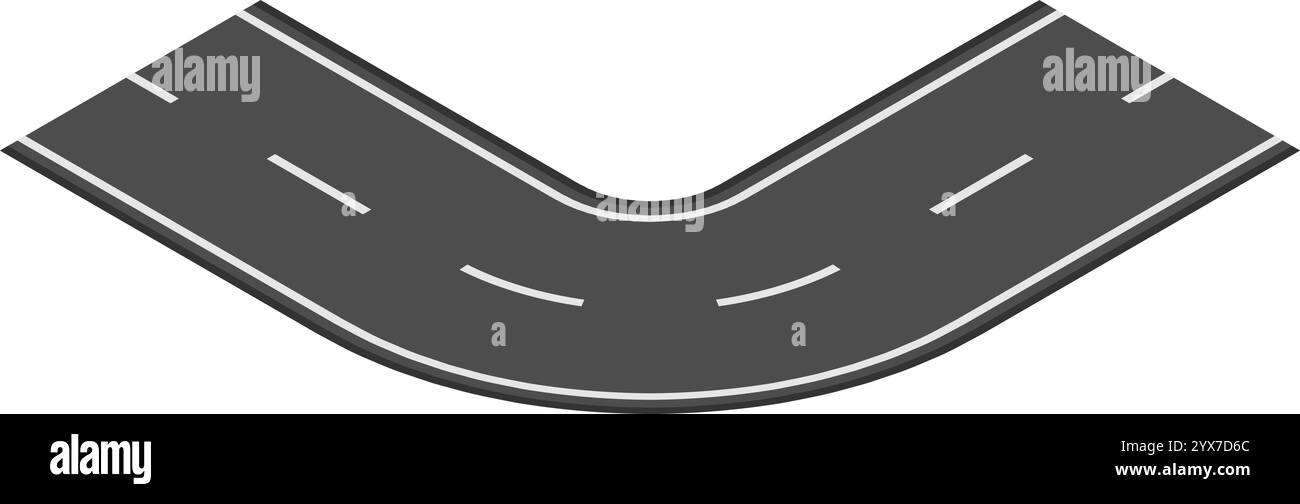 Winding road making a u turn features white dotted lines marking lanes ...