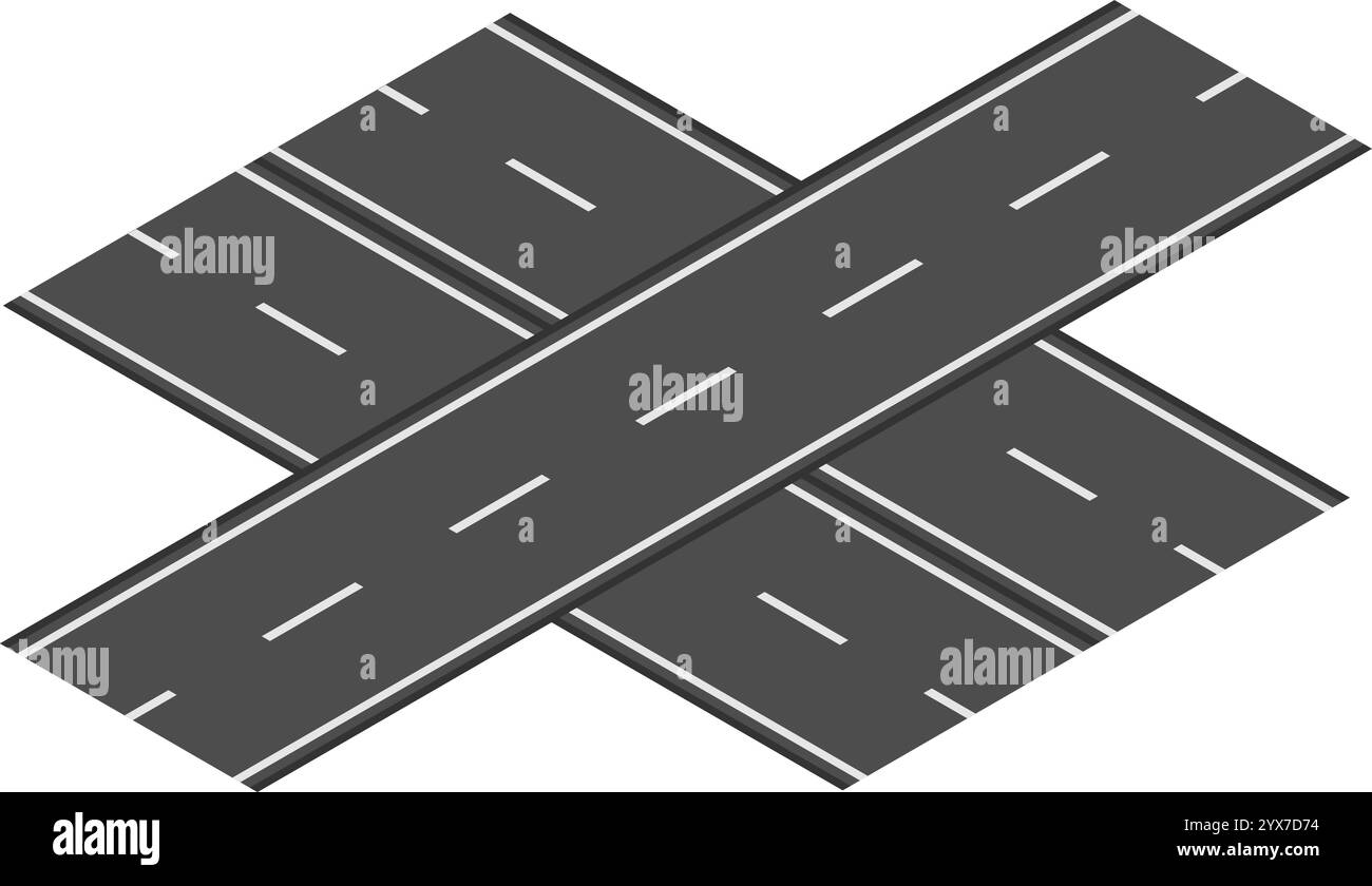 Intersecting Roads Forming A Cross Shape With White Lane Markings On