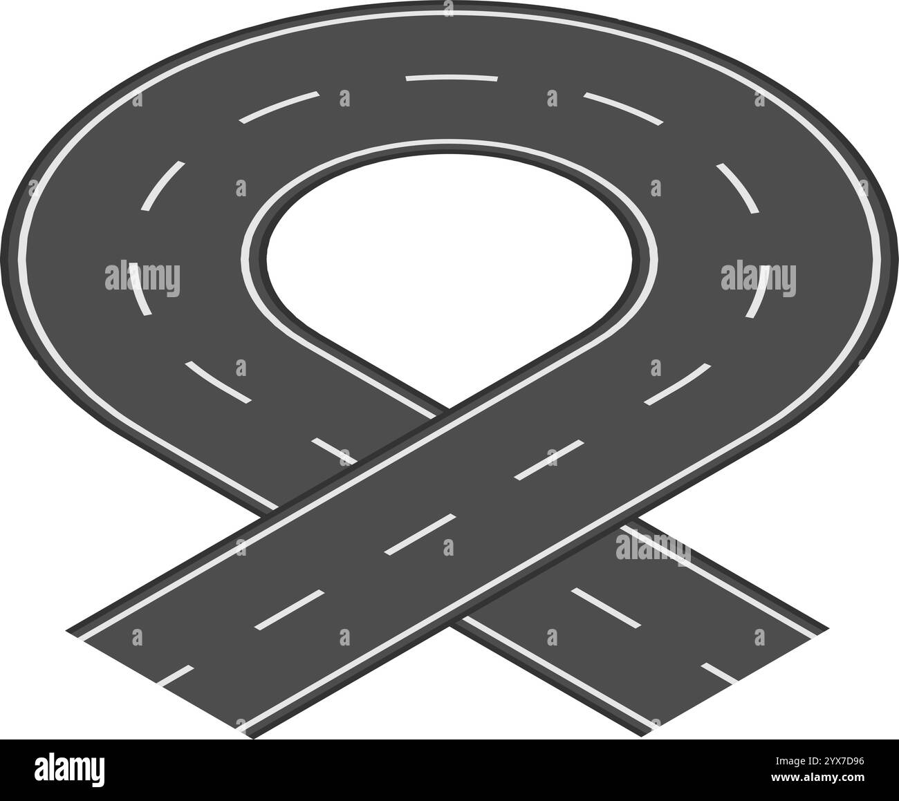 Winding road making a loop and crossing itself, creating an overpass or ...