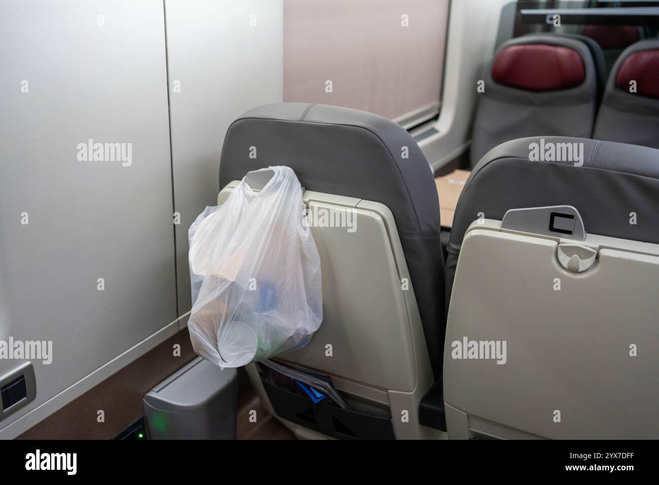 Discarded Trash Left Behind in Train Carriage Stock Photo - Alamy