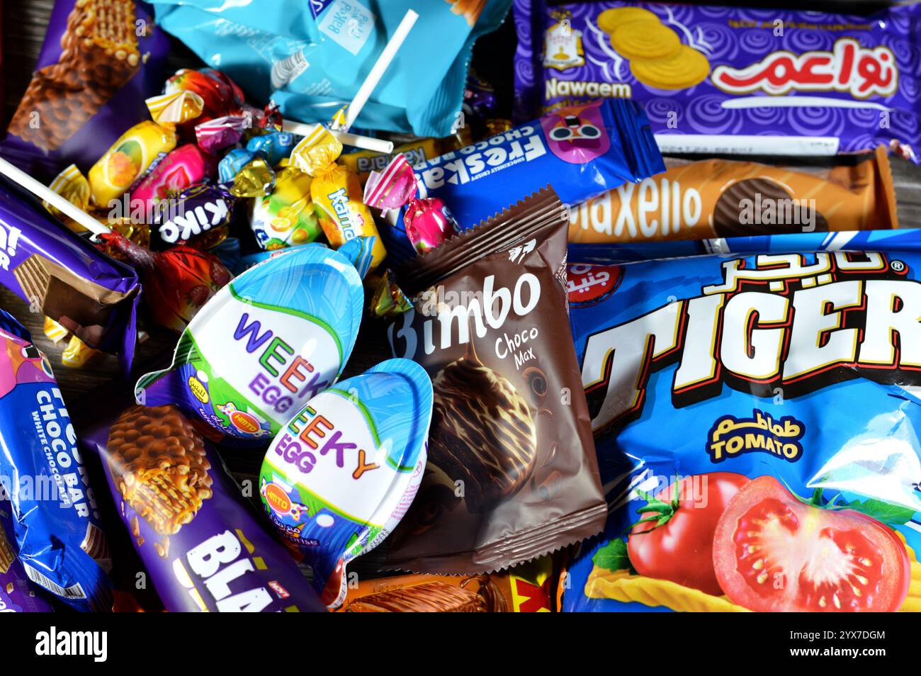 Cairo, Egypt, November 29 2024: Assorted chocolates, biscuits, cakes ...