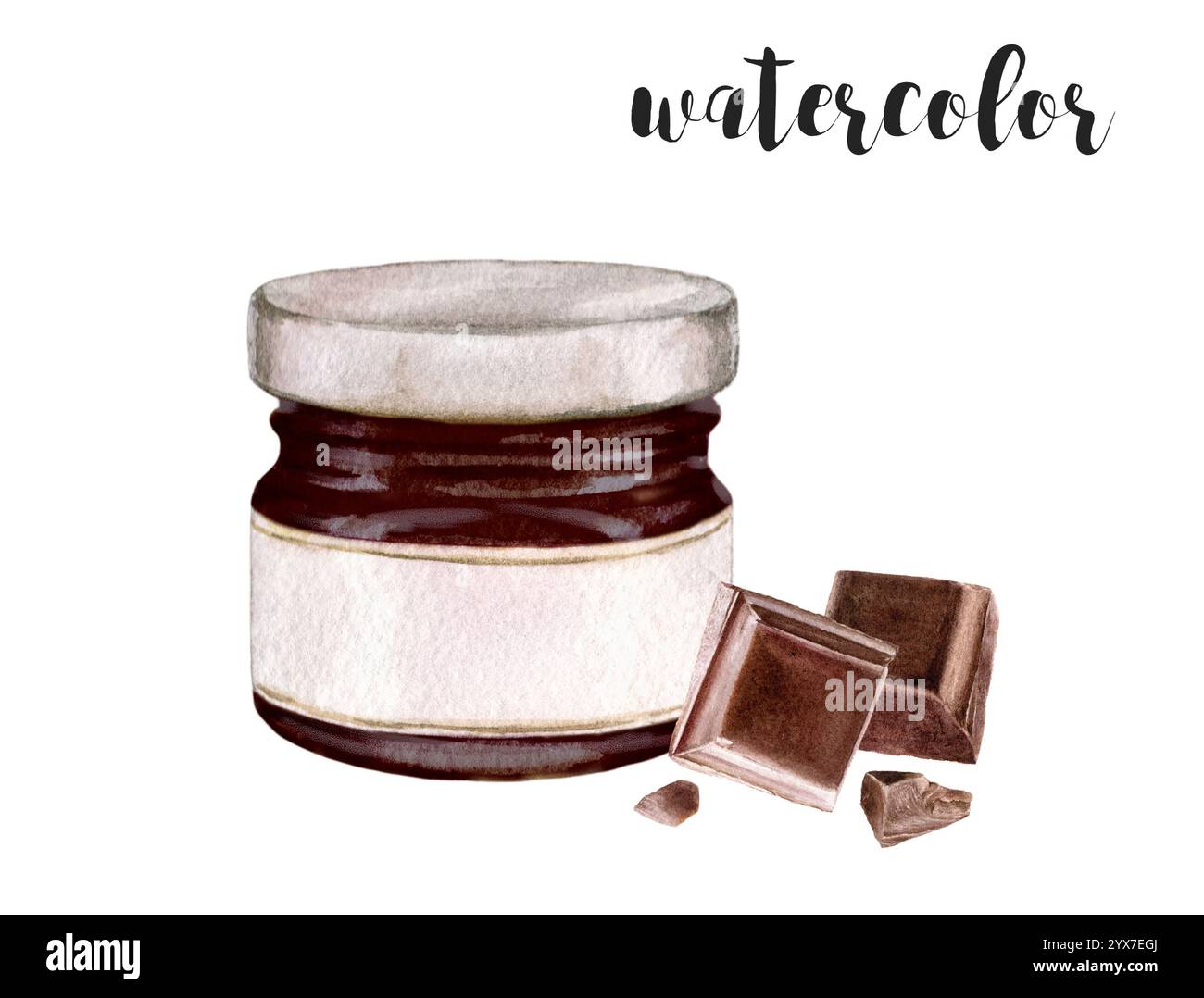 Hand-Painted Watercolor Chocolate Spread Jar with chocolate ...