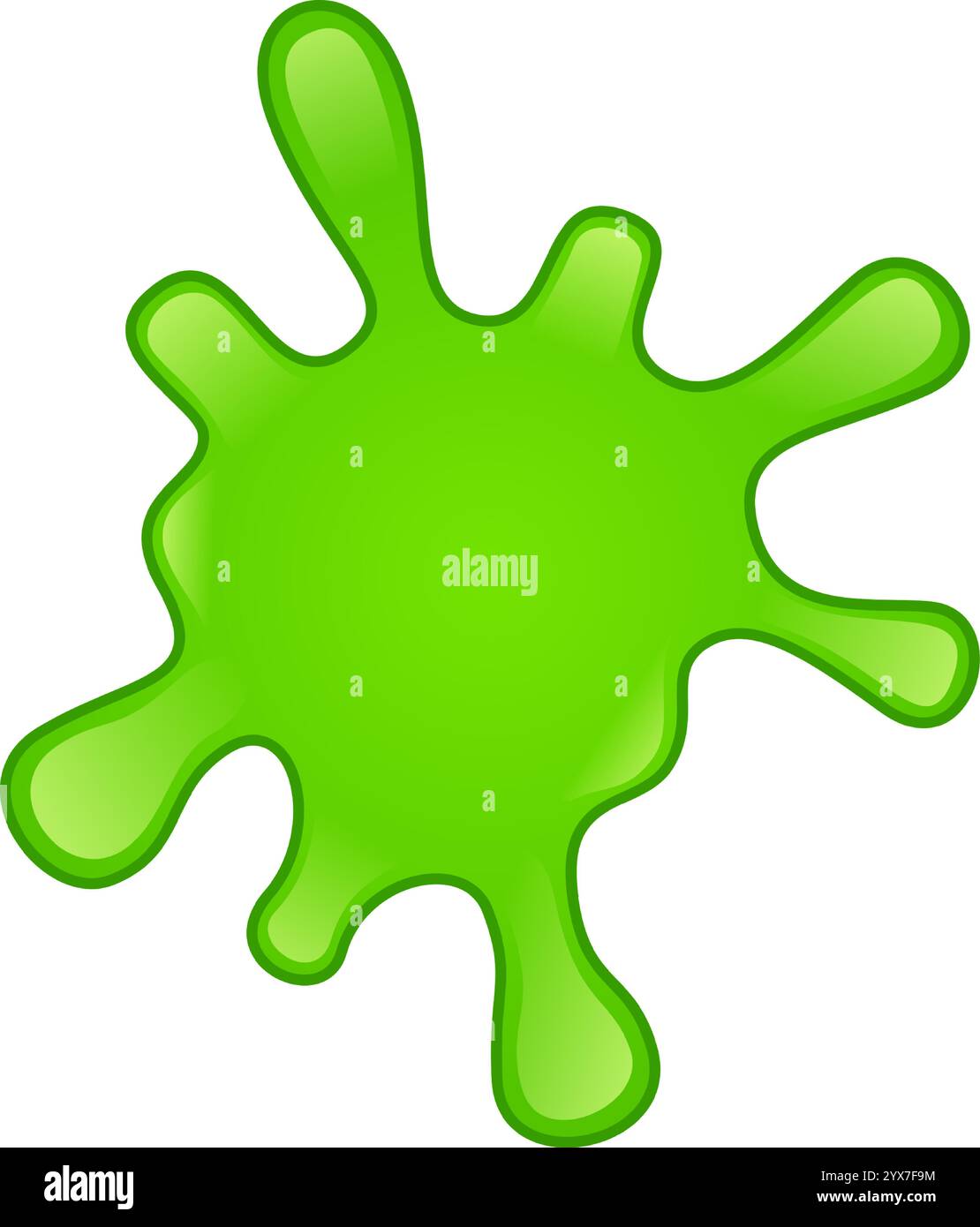 Vibrant green splatter spreading across a pristine white backdrop ...