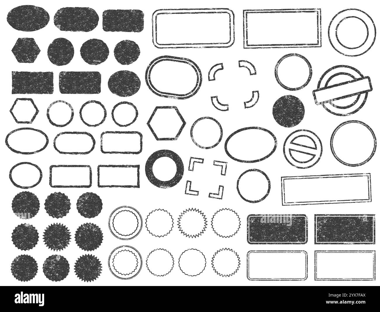 Stamps frames vector icon shape set. Stamp grunge ink rubber labels ...