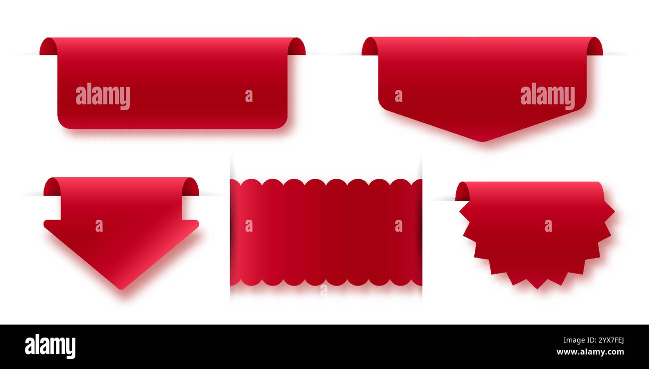 Label templates set. Best choice red ribbon banners. New product sale ...