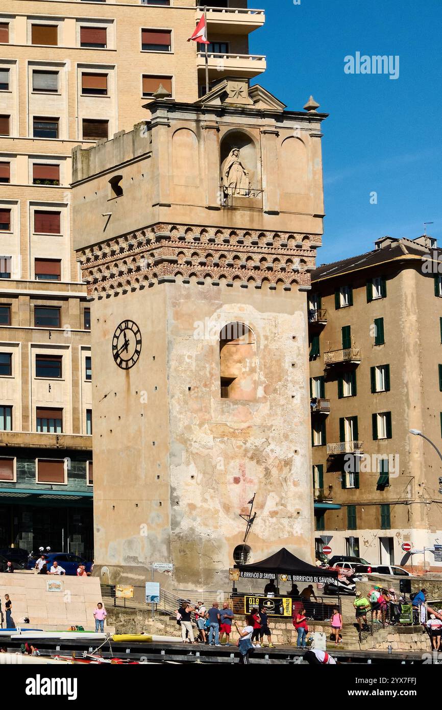 Savona. Italia - December 14, 2024: Torretta clock tower in Celle ...