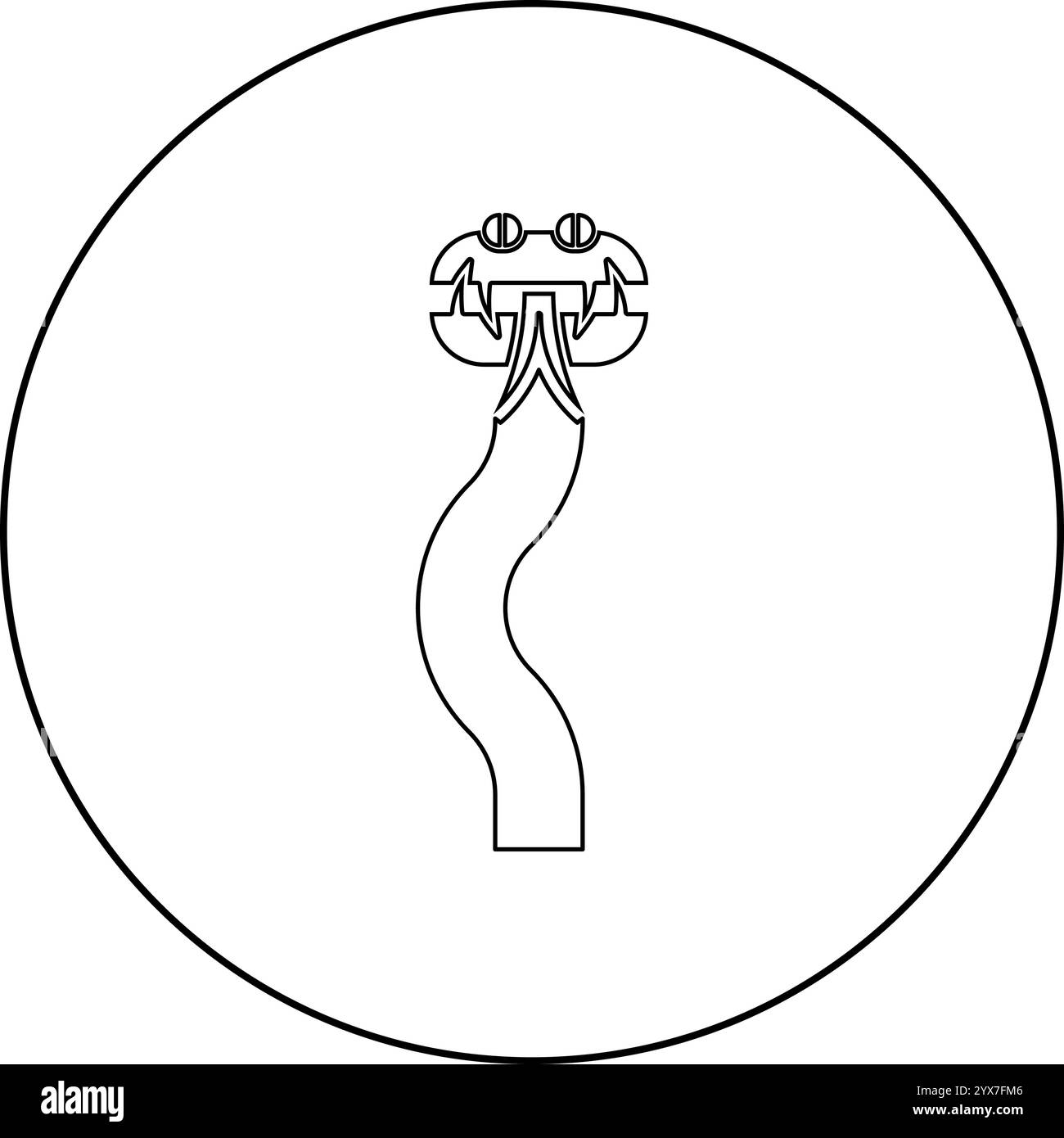 Snake silhouette icon in circle round black color vector illustration ...