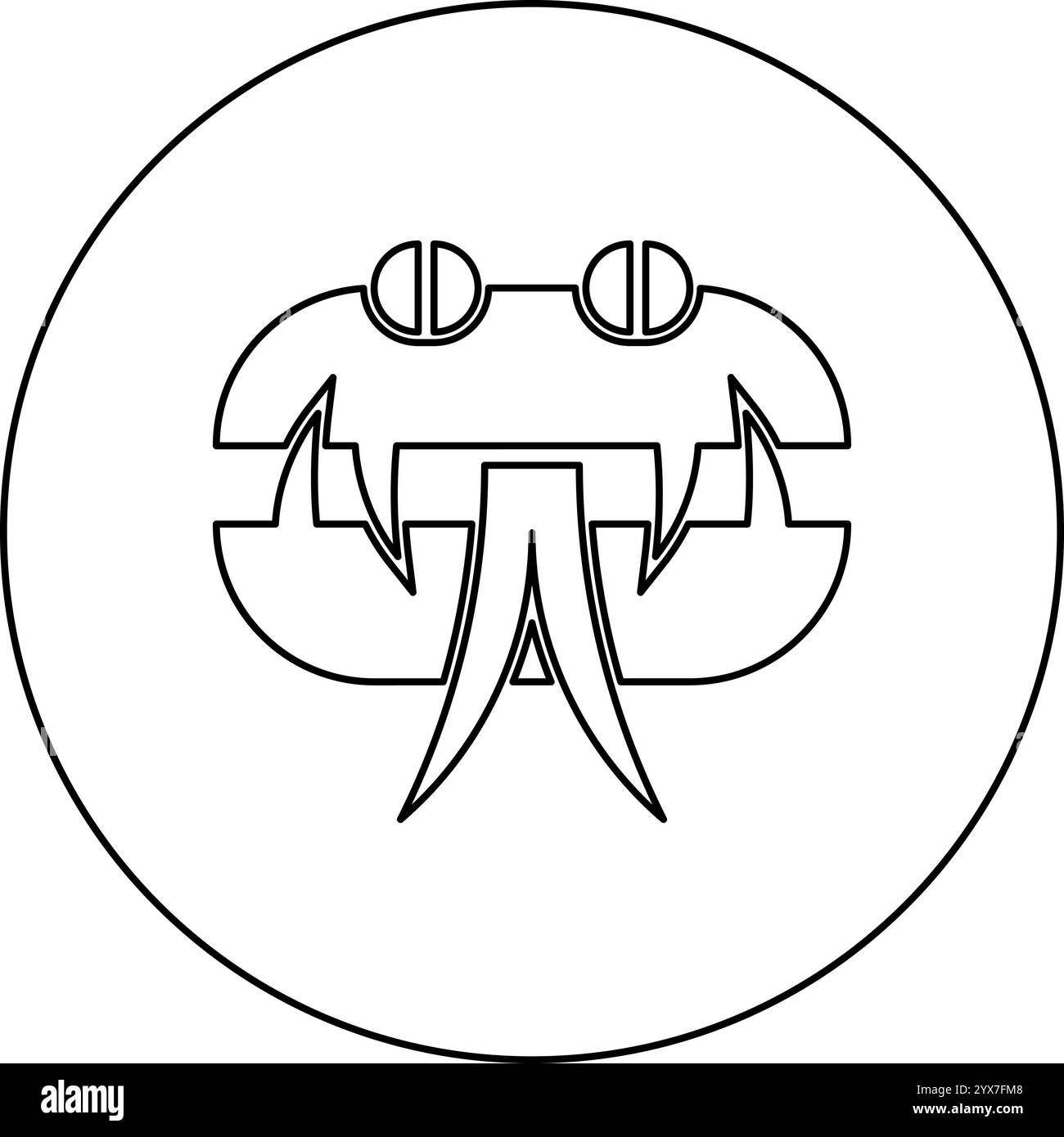 Head snake icon in circle round black color vector illustration image ...