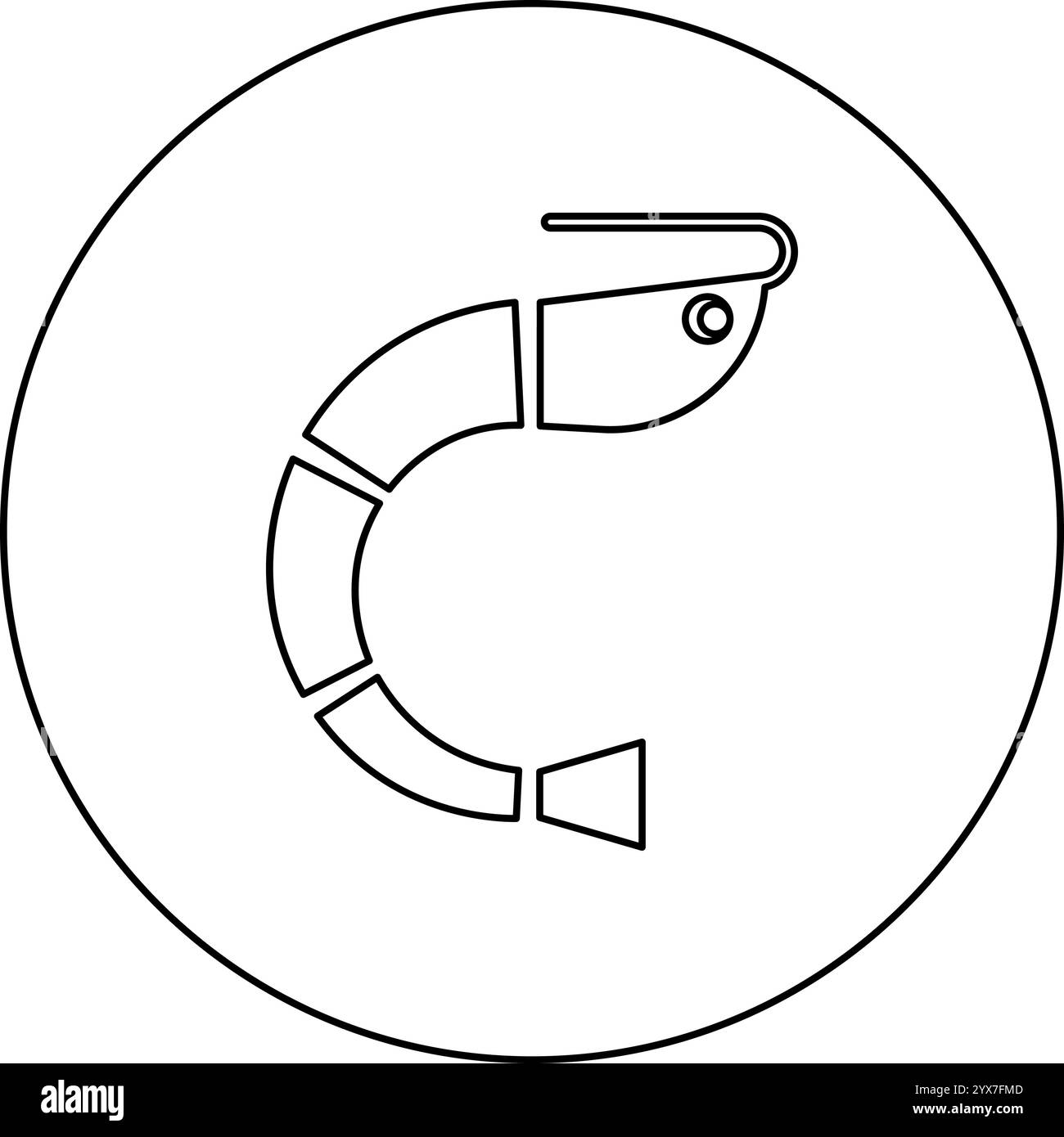 Shrimp prawn tiger food icon in circle round black color vector ...