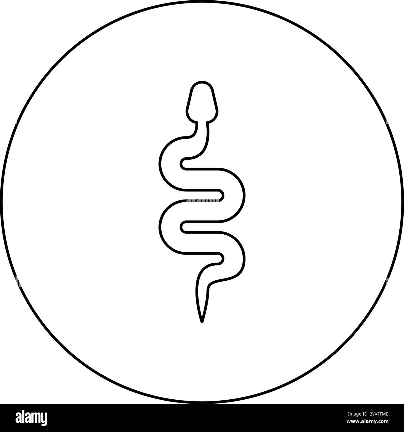 Snake silhouette icon in circle round black color vector illustration ...