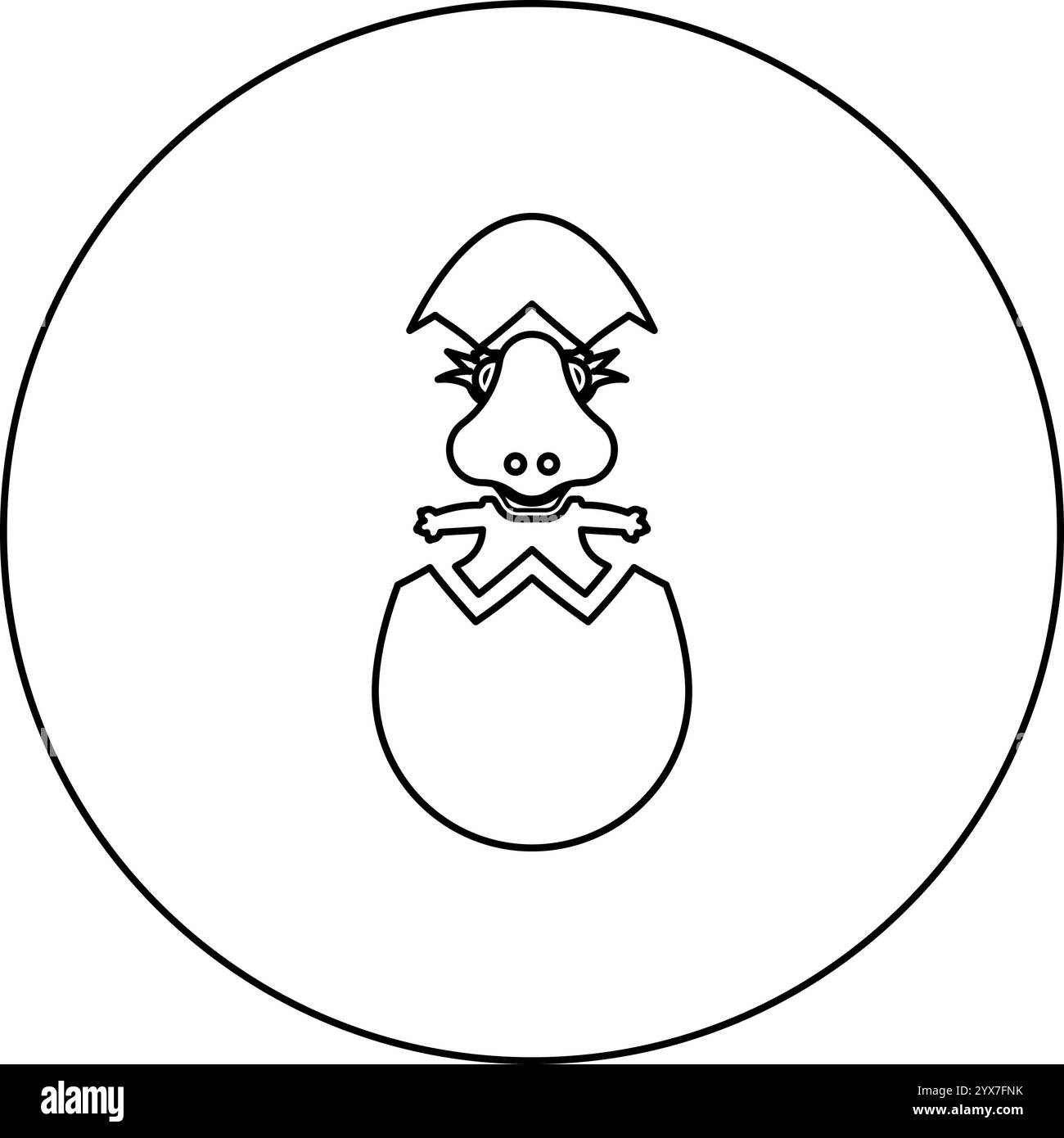 Dinosaur cute dino baby pretty hatch from egg cracked eggshell icon in ...