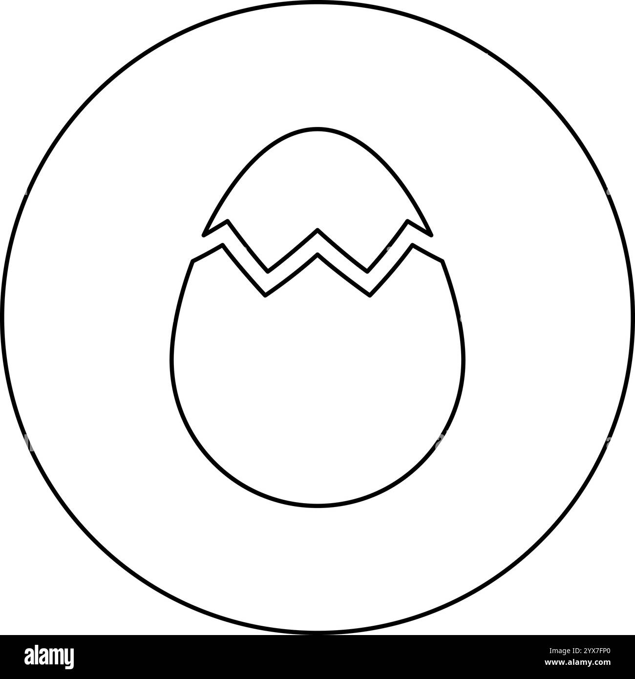 Egg with cracked eggshell damaged icon in circle round black color ...