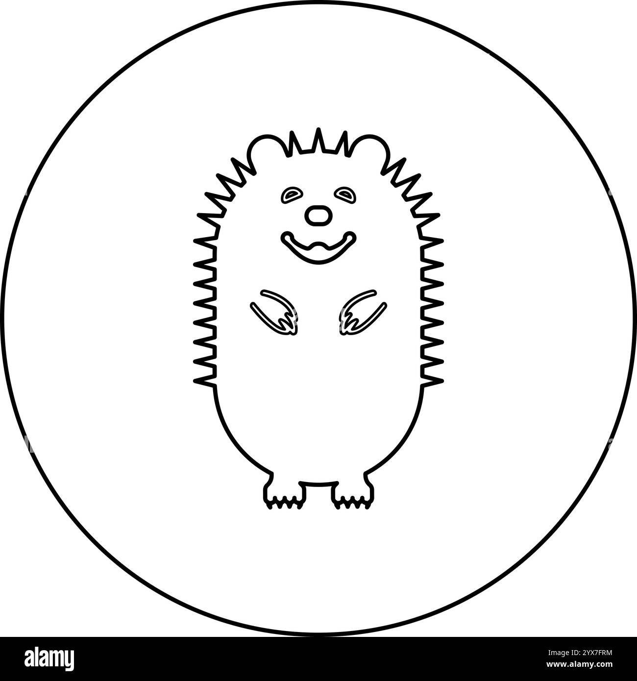 Cute hedgehog icon in circle round black color vector illustration ...