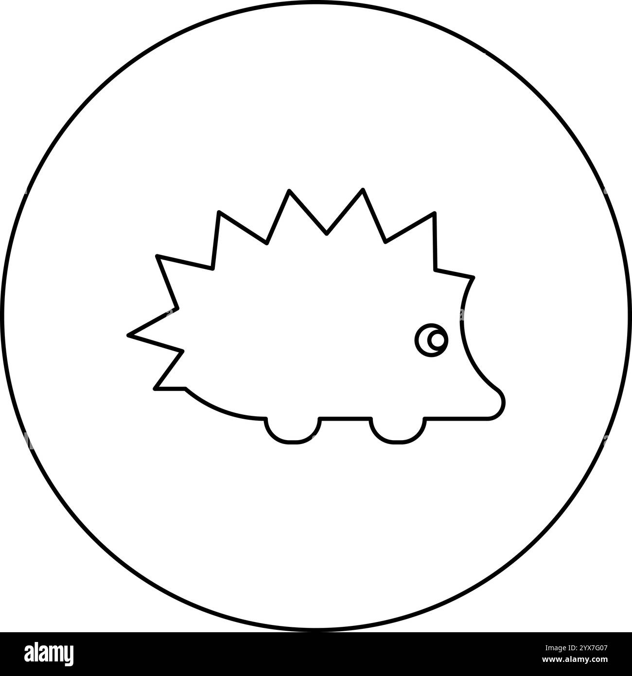 Cute hedgehog icon in circle round black color vector illustration ...