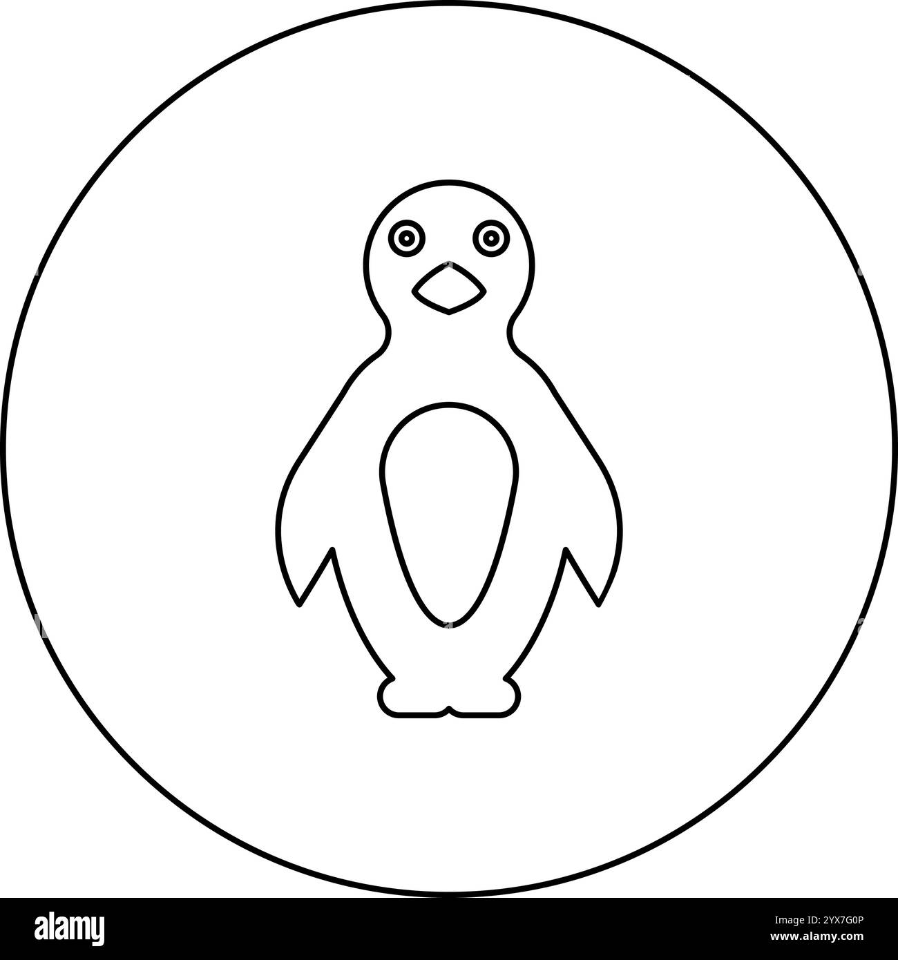 Penguin icon in circle round black color vector illustration image ...