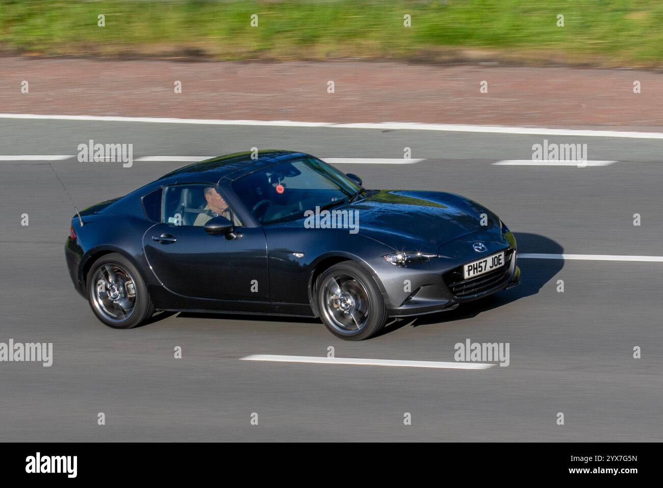 2019 Grey Mazda Mx-5 RF Sport NAV ; travelling on the M6 motorway, UK ...