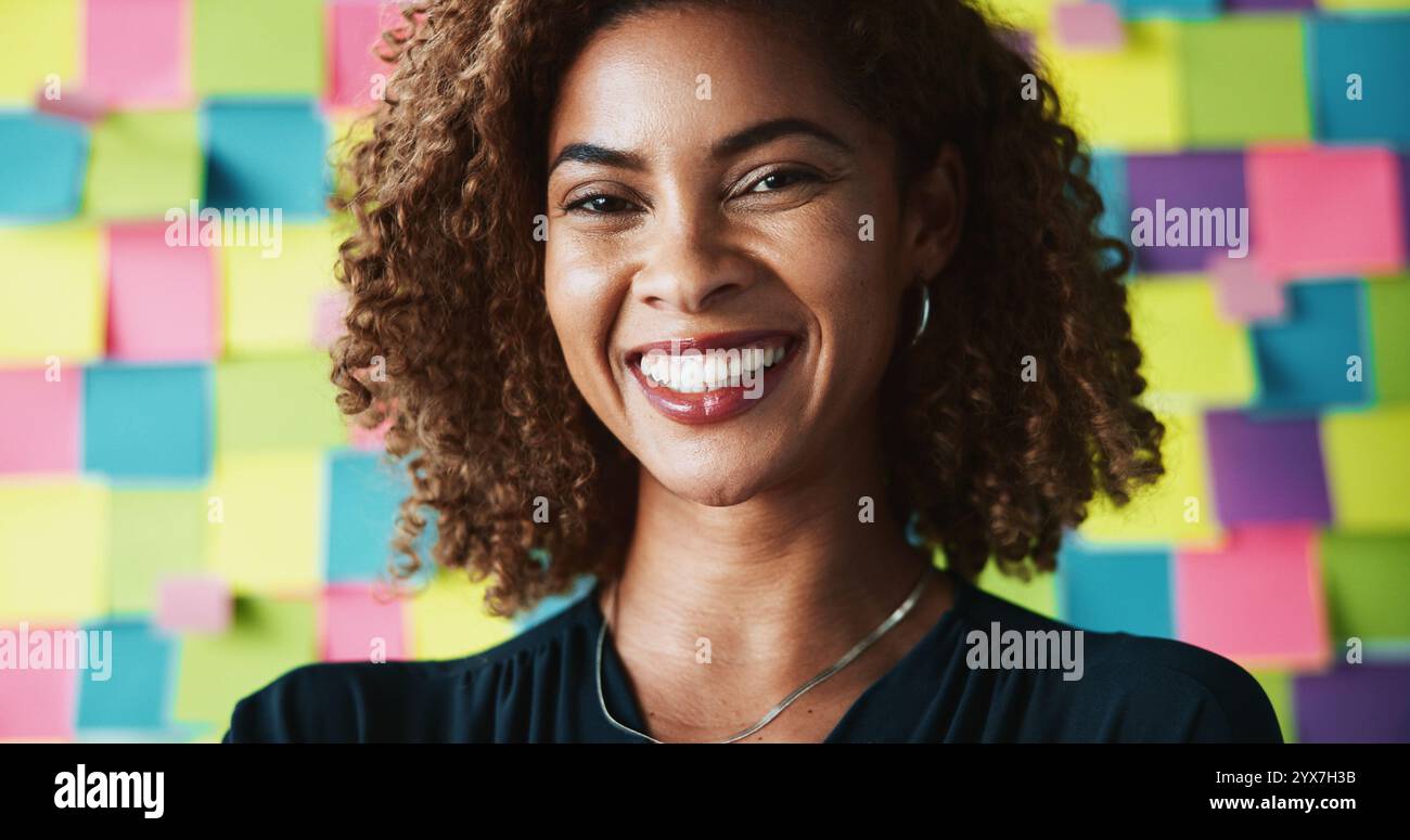 Funny, creative and portrait of business woman for project management ...