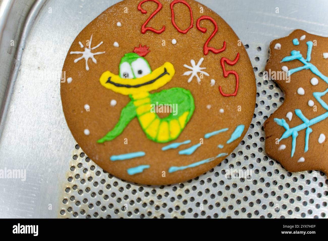Gingerbread cookies with the image of the Snake symbol of the new year ...