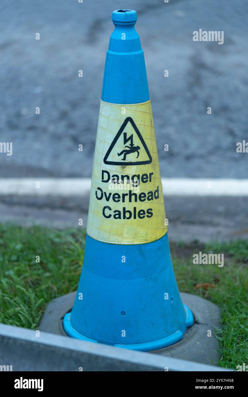 Danger overhead cables, overhead power lines, dangerous, fatal, severe ...