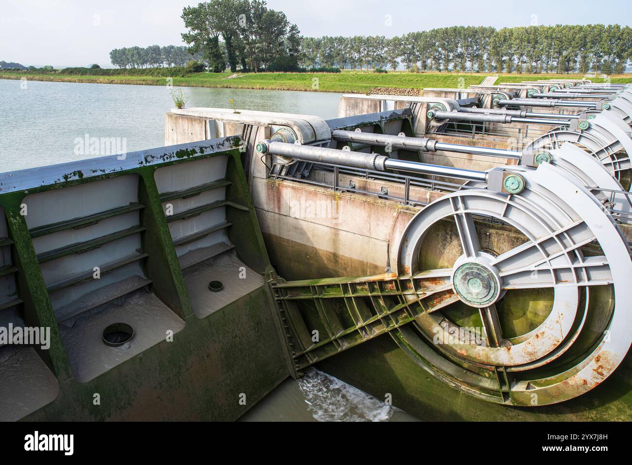 Hydraulic dam on the Couesnon river at Mont Saint-Michel in Normandy ...