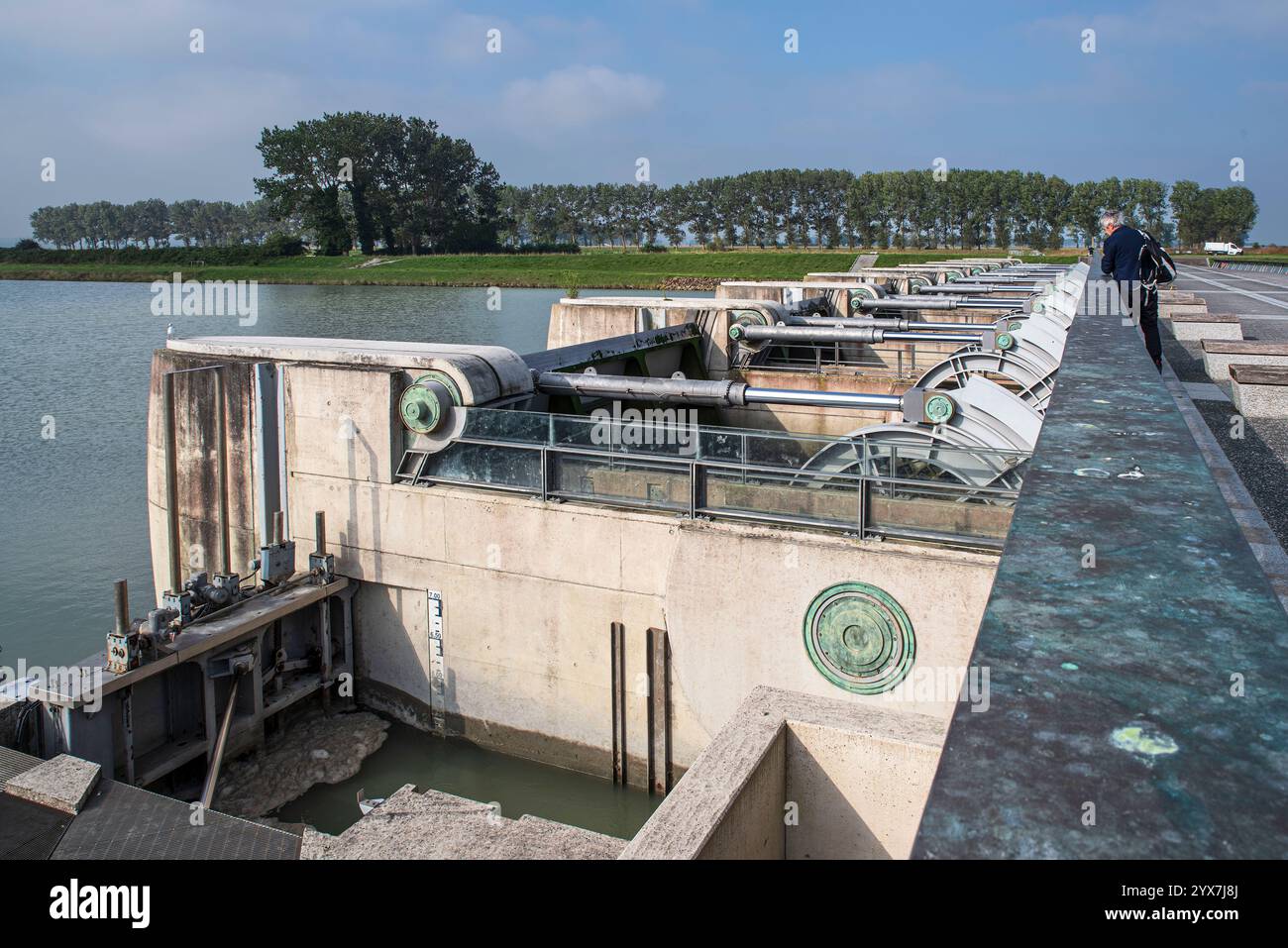 Hydraulic dam on the Couesnon river at Mont Saint-Michel in Normandy ...