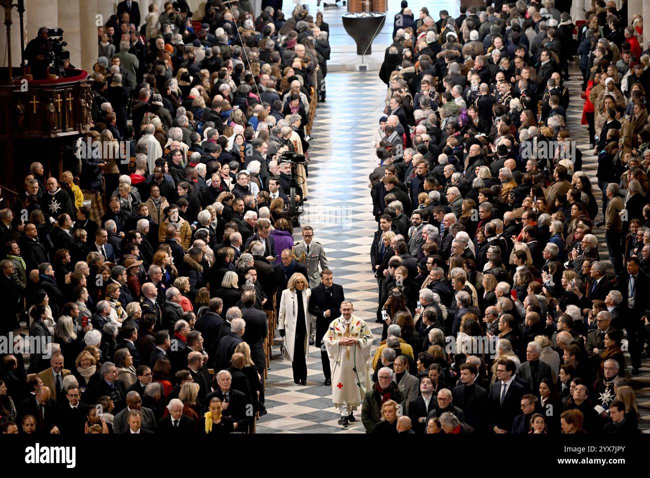 Paris, France. 08th Dec, 2024. French predsident Emmanuel Macron and ...