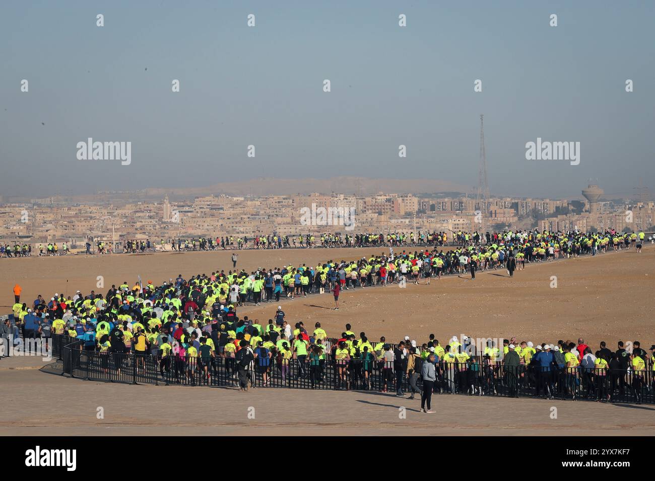 Participants prepare to run during the 5th edition of the Pyramids Half ...