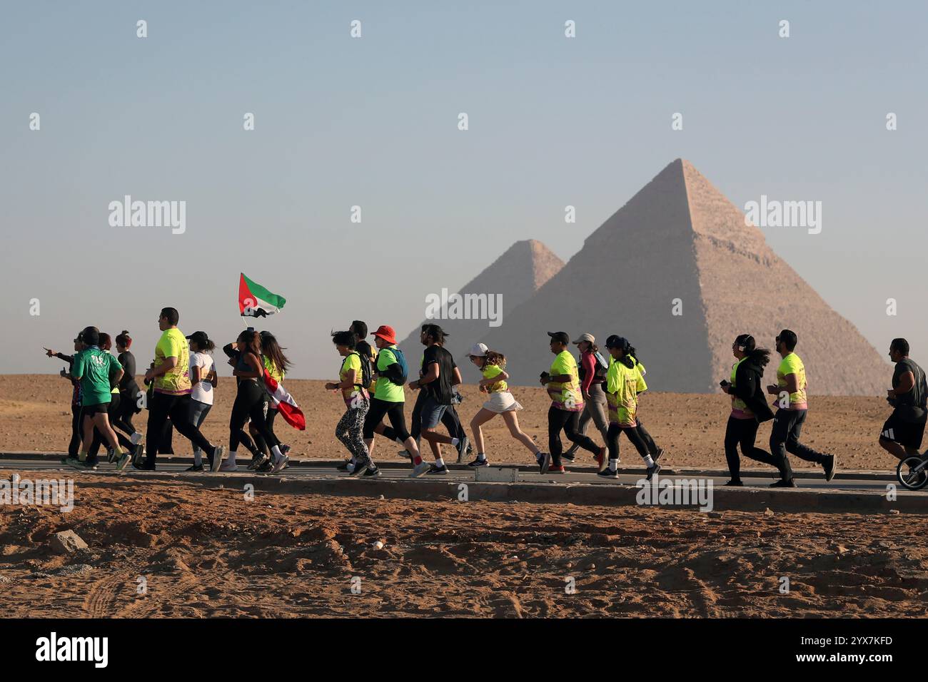 Participants prepare to run during the 5th edition of the Pyramids Half ...