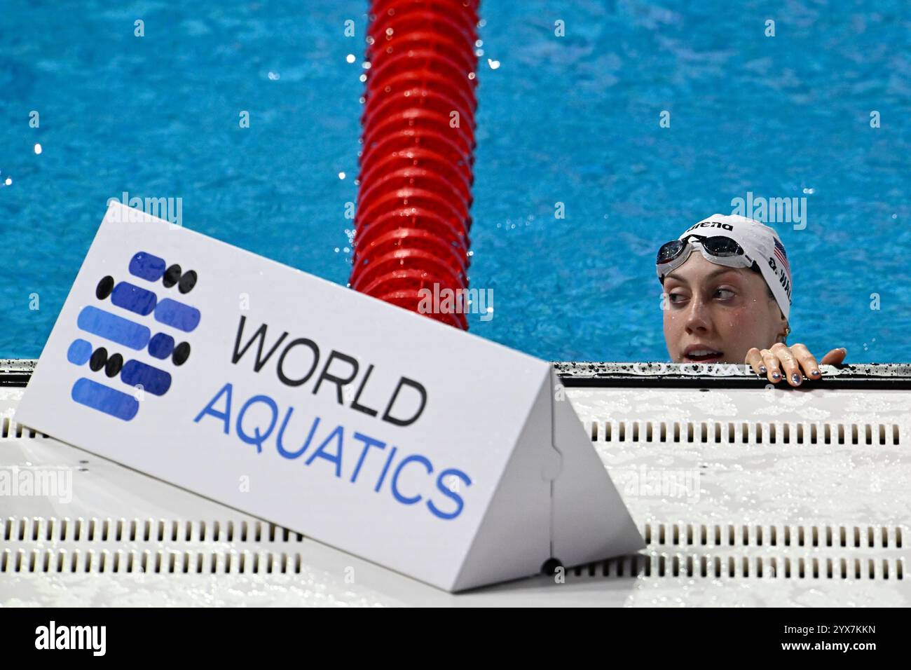 Gretchen Walsh of the US. reacts after competing in the Women's 50m ...