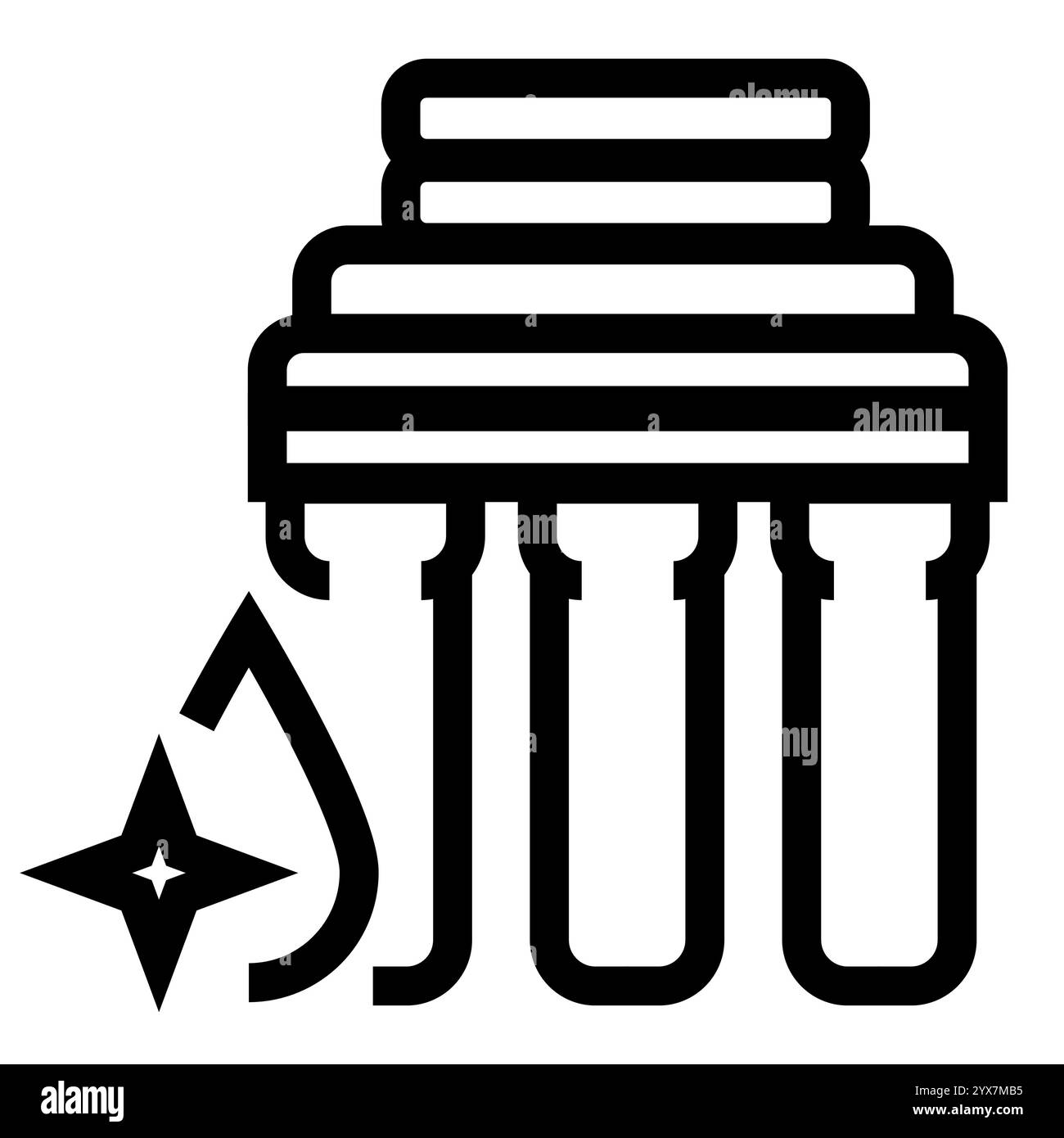 Reverse osmosis line black icon. Vector isolated button. Editable ...