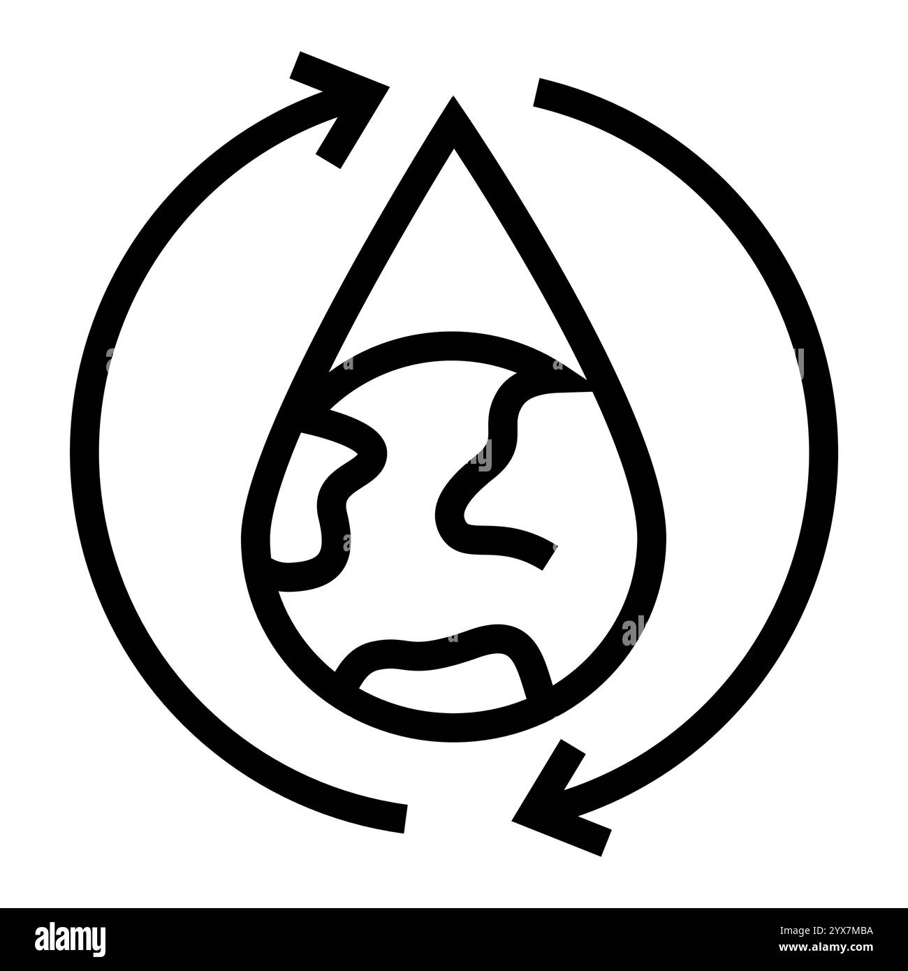 Water Efficiency line black icon. Vector isolated button. Editable ...