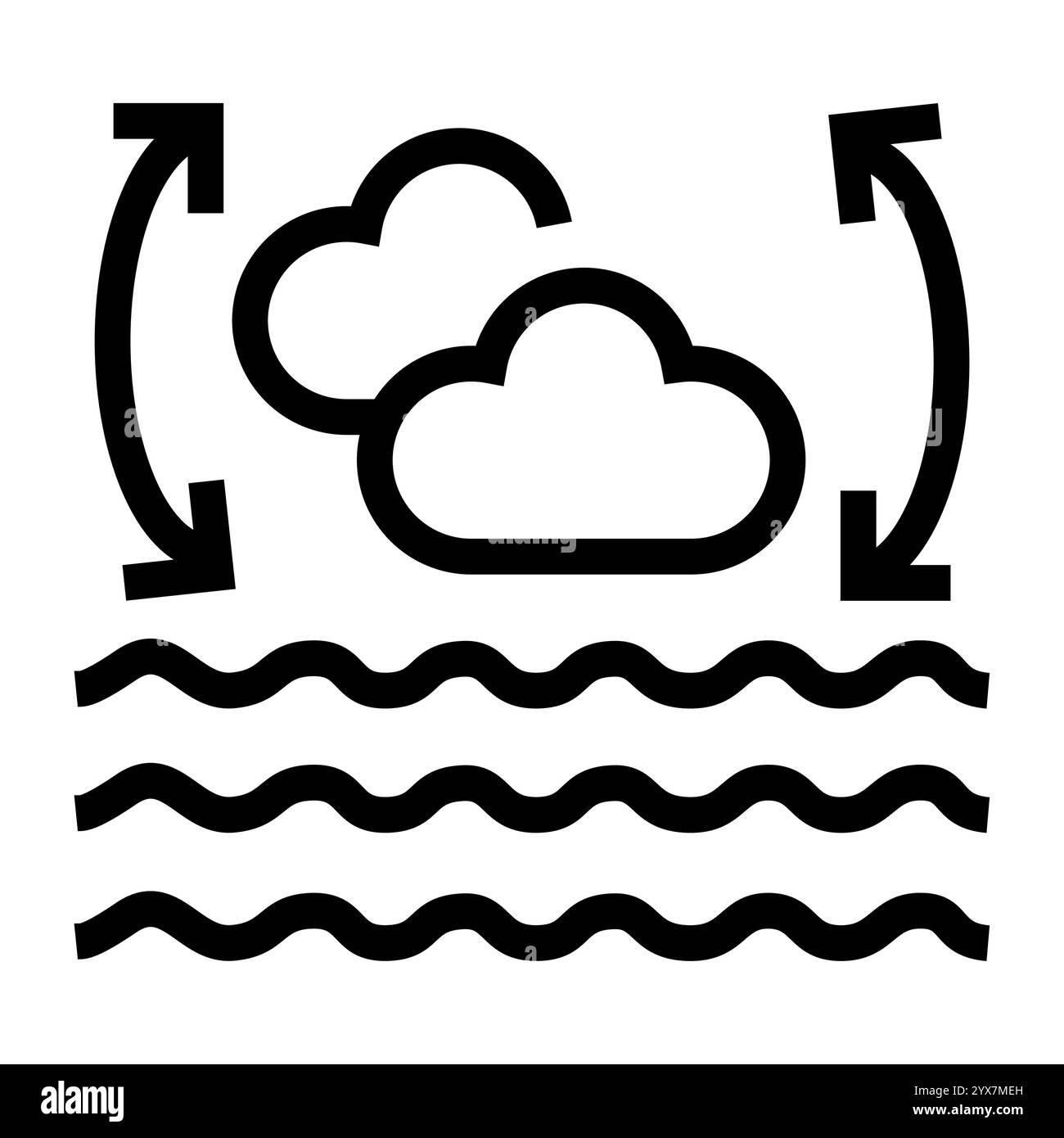 Water cycle line black icon. Vector isolated button. Editable stroke ...
