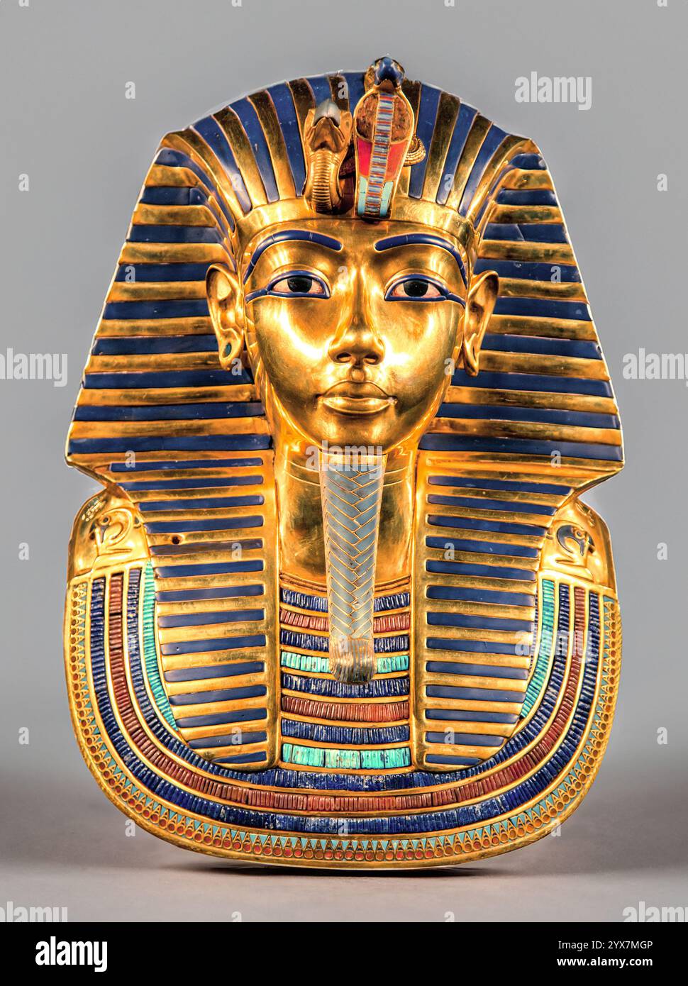 Egyptian pharaoh Tutankhamuns funeral mask on background. Ancient ...