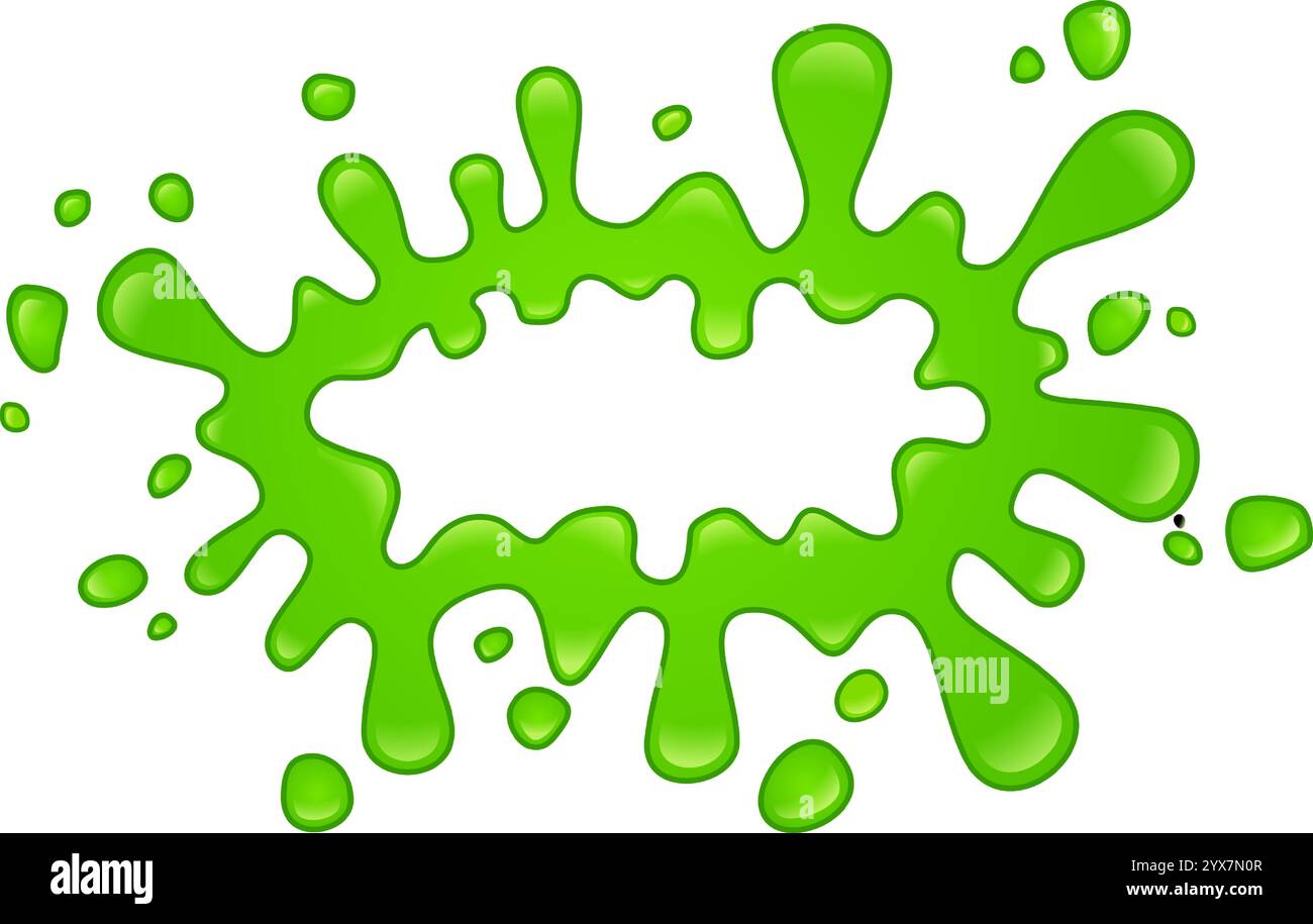 Green slime splattering on a white background, creating a vibrant and ...