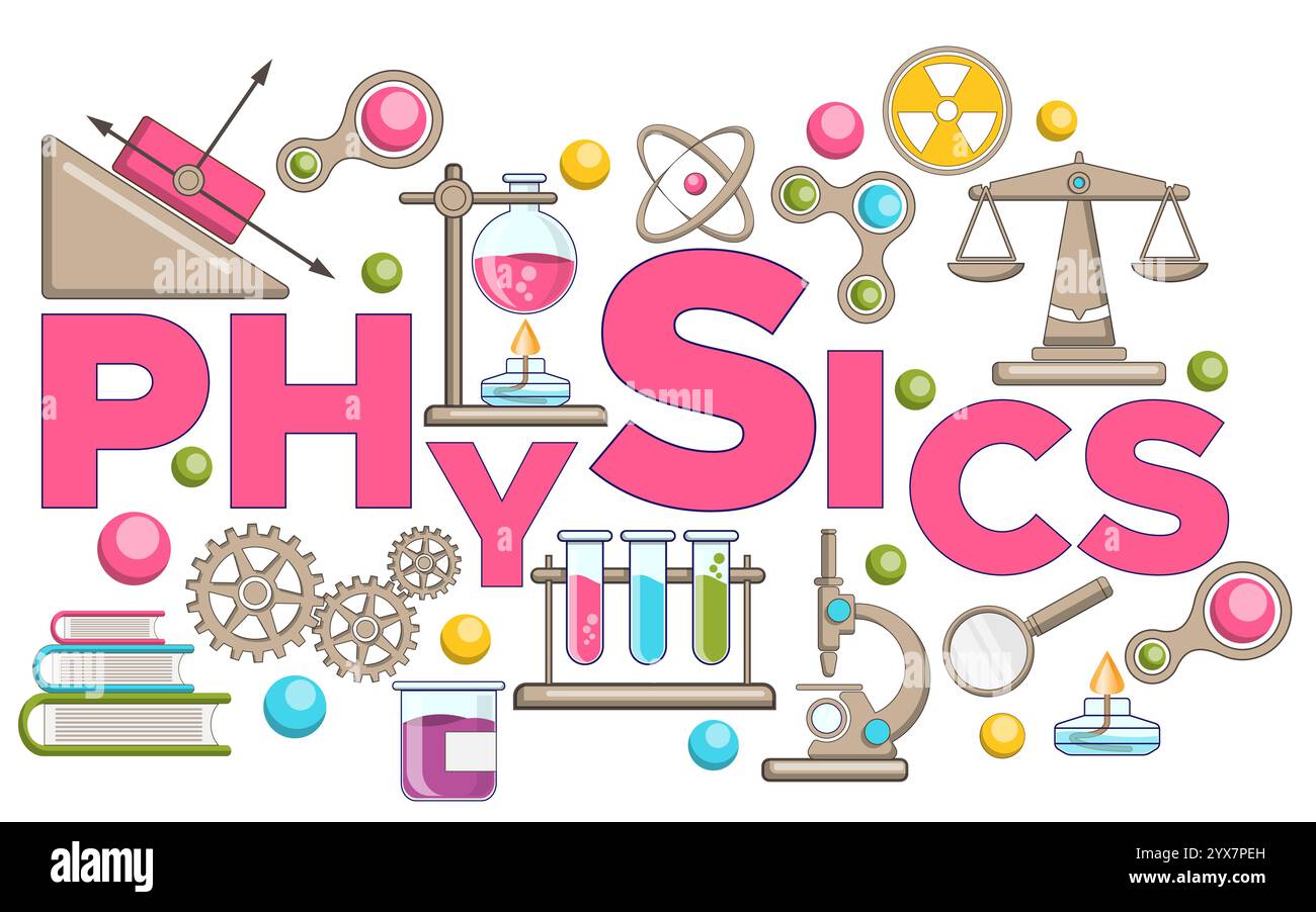 Lettering. A set of scientific icons. Isolated on white background ...