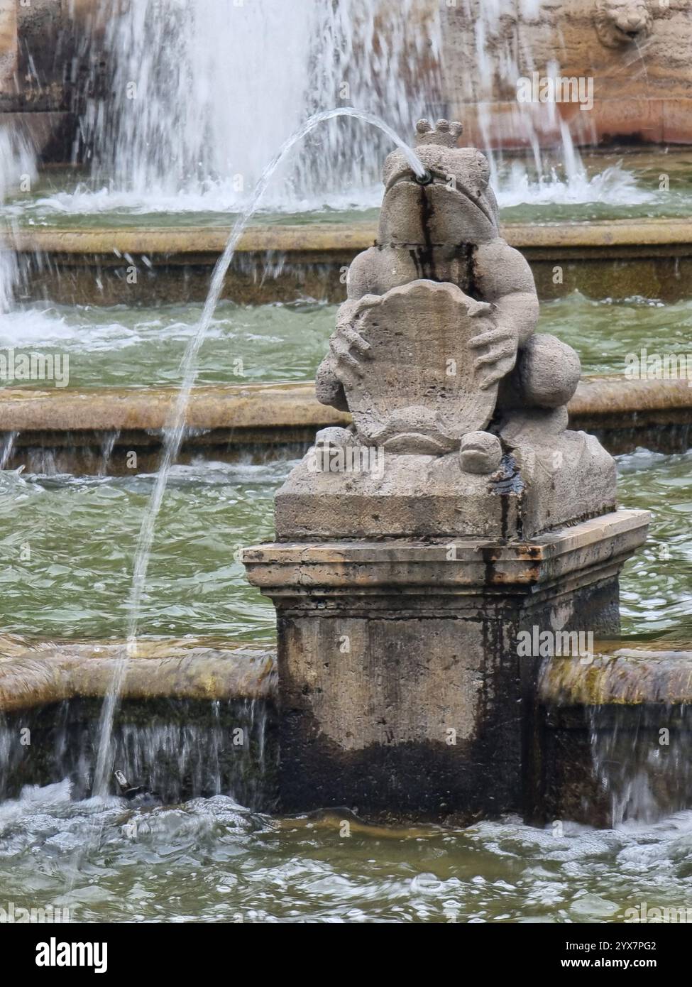 Frog stone sculpture of the Fairy Tale Fountain (Märchenbrunnen) in ...