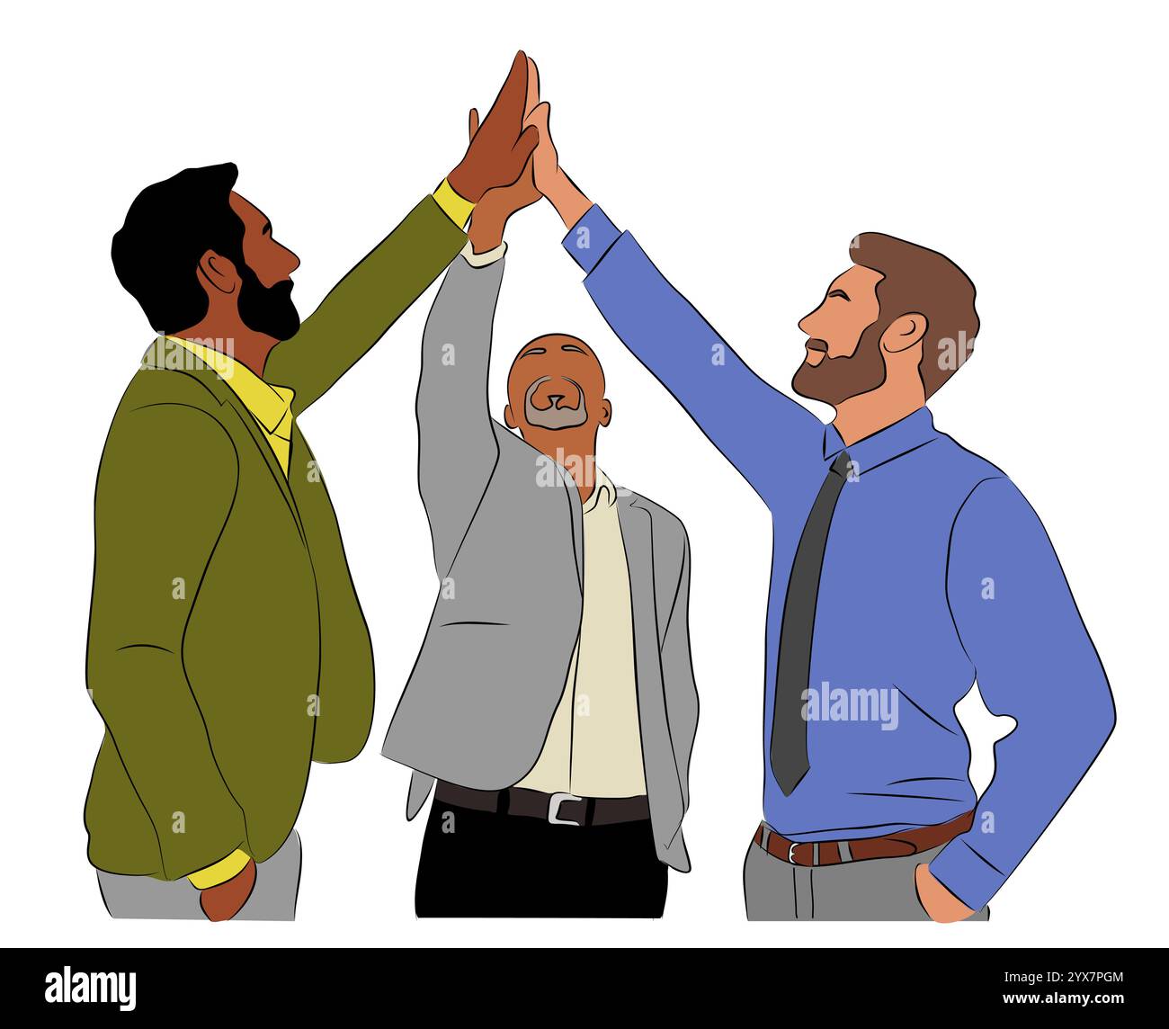 Business men team celebrate success vector isolate Stock Vector Image ...