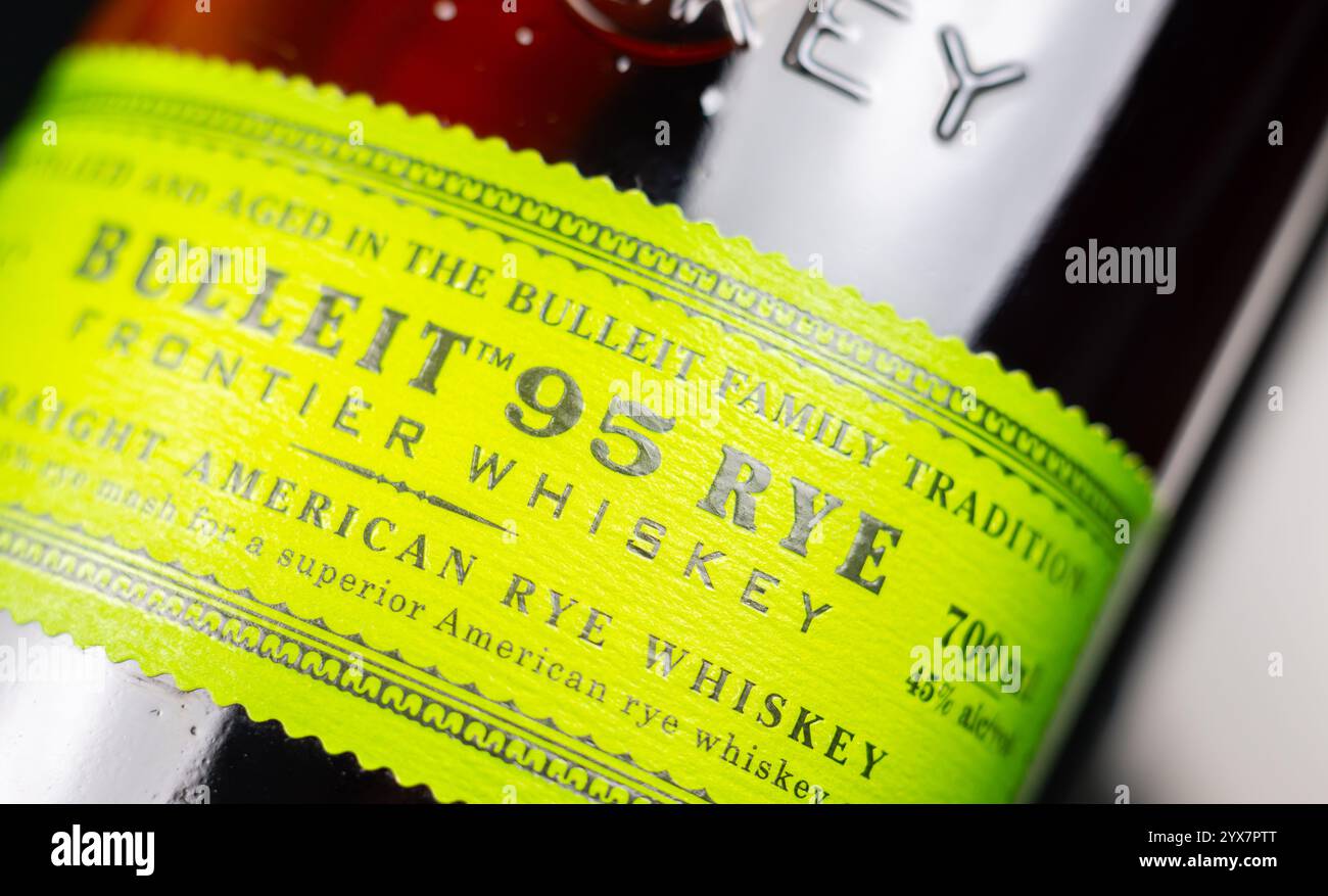 LONDON, UNITED KINGDOM - JUNE 12, 2024 Award-winning Bulleit 95 Rye ...
