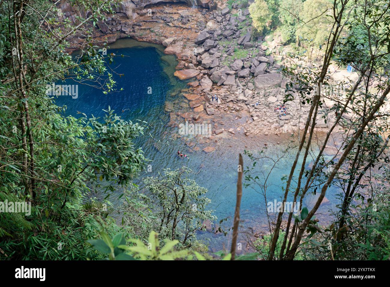 Clean phe phe waterfall in middle of rainforest jungle in Meghalaya ...