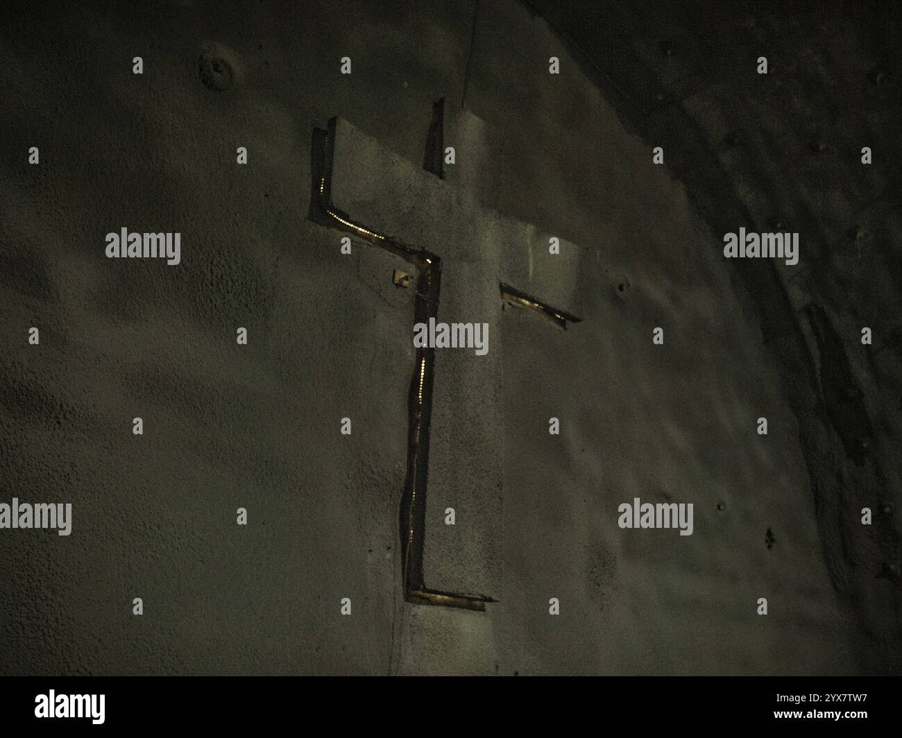 Cross at one end of the tunnel, installed for the Saint Barbara ...