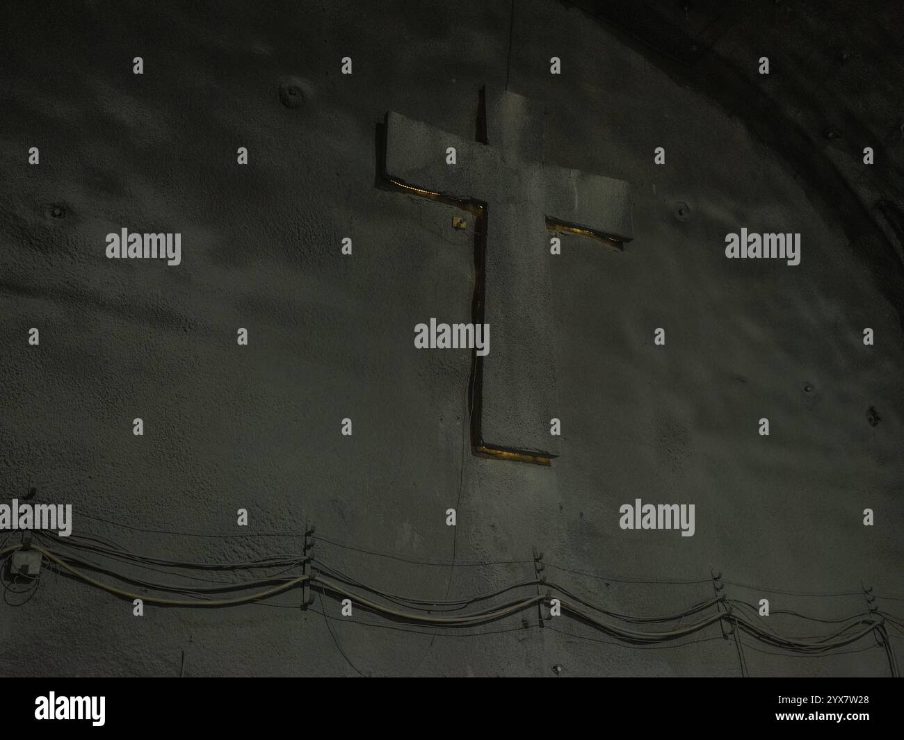 Cross on a closed tunnel section, installed for the celebration in ...