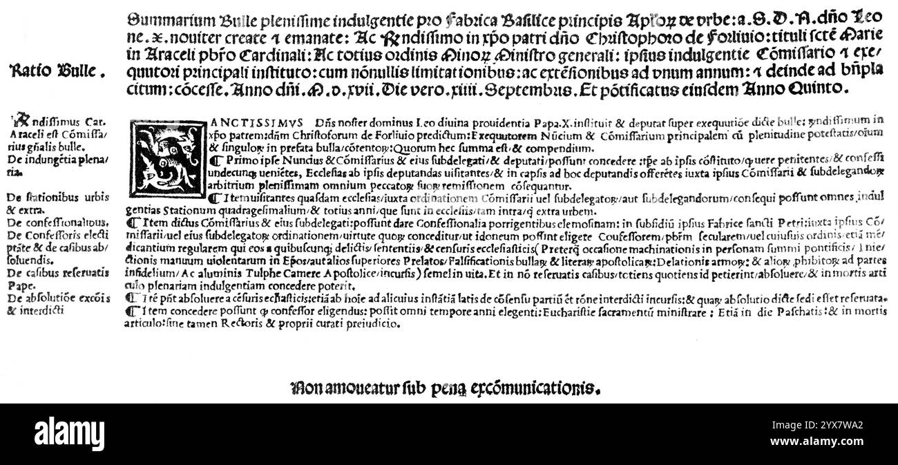 Facsimile, indulgence poster from 1517 and signature, ban on removing ...