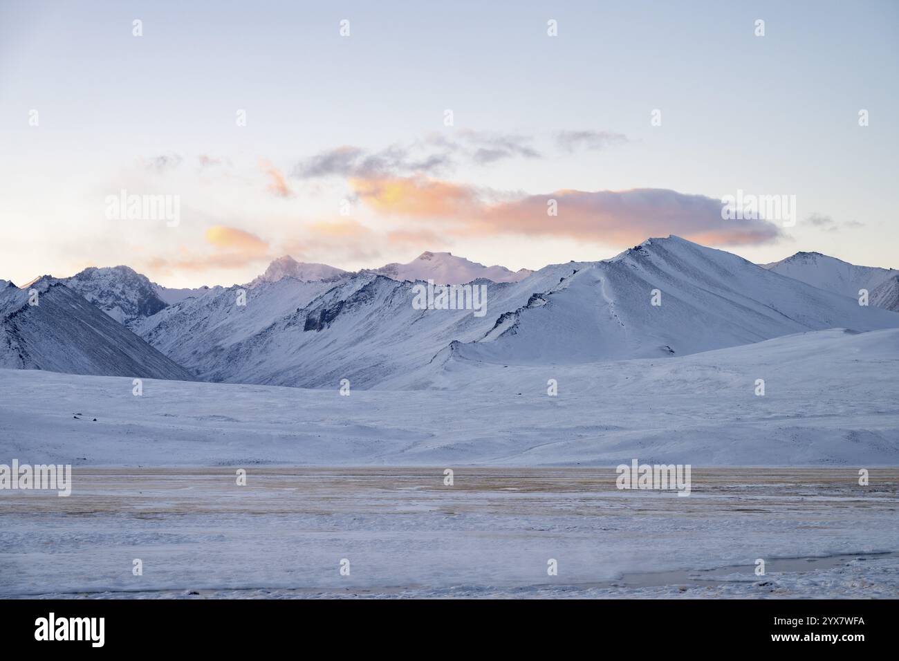 Winter landscape of the Pamir Plateau, Pamir Highway, Alichur, Gorno ...