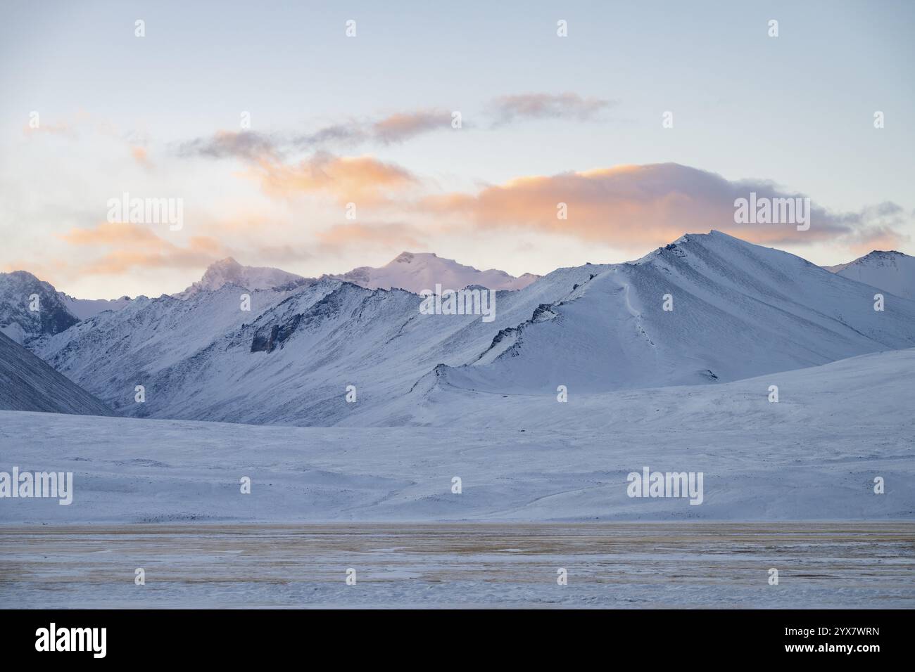 Winter landscape of the Pamir Plateau, Pamir Highway, Alichur, Gorno ...