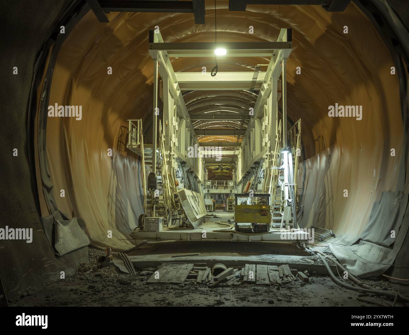 Rear section of the Wilma double-shield tunnel boring machine in the ...