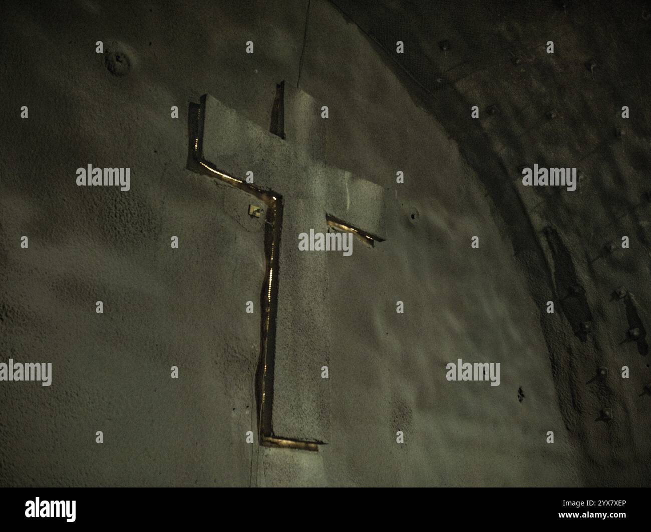 Cross at one end of the tunnel, installed for the Saint Barbara ...