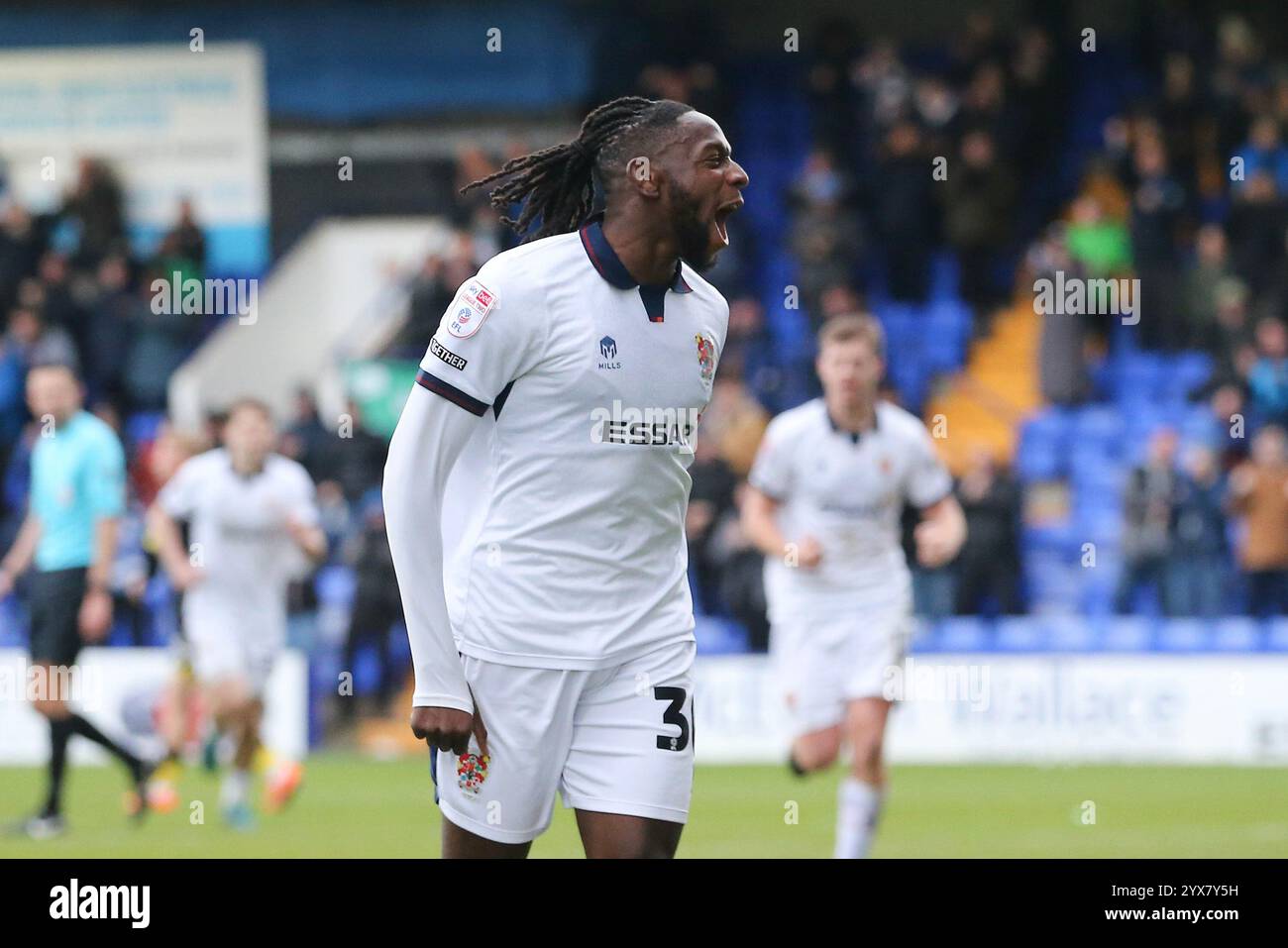 Omari Patrick of Tranmere Rovers celebrates after scoring his teams 2nd ...